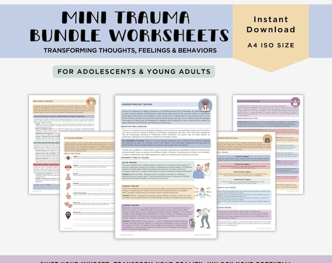 Trauma PTSD Worksheets 20 Item Printable Bundle for Kids & Teens-child ...