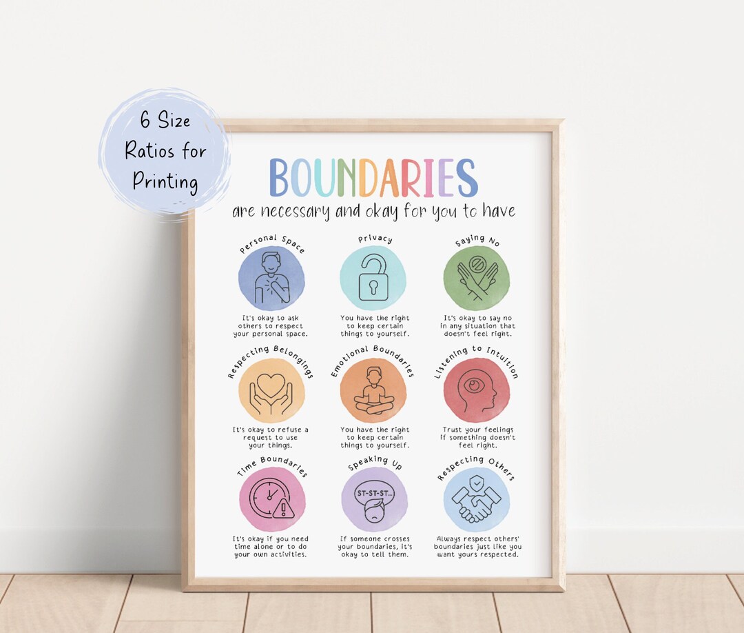 Boundary Setting Print, Therapy Office Decor Print, Mental Health ...