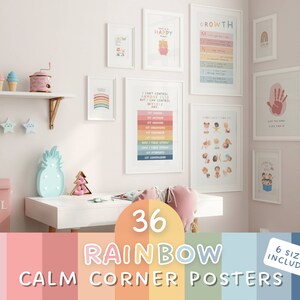 Calm Corner Posters in Rainbow Colors, Therapy Office Decor ...