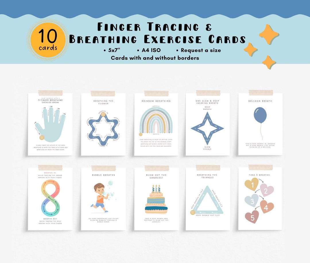 Finger Tracing and Breathing Exercise Calm Down Cards and Posters ...