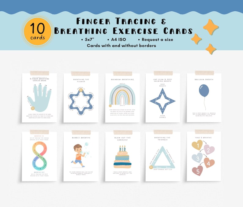 Finger Tracing and Breathing Exercise Calm Down Cards and Posters ...