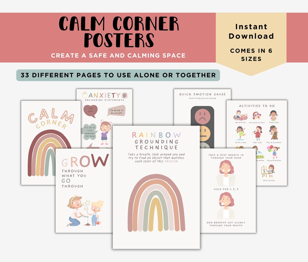 Calming Corner Posters Set of 33, Educational Posters, Kids Calm Corner ...