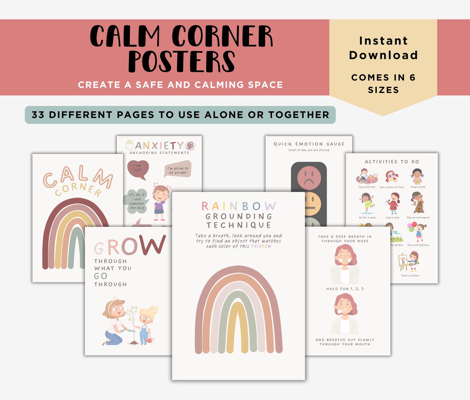 Calming Corner Posters Set of 33, Educational Posters, Kids Calm Corner ...