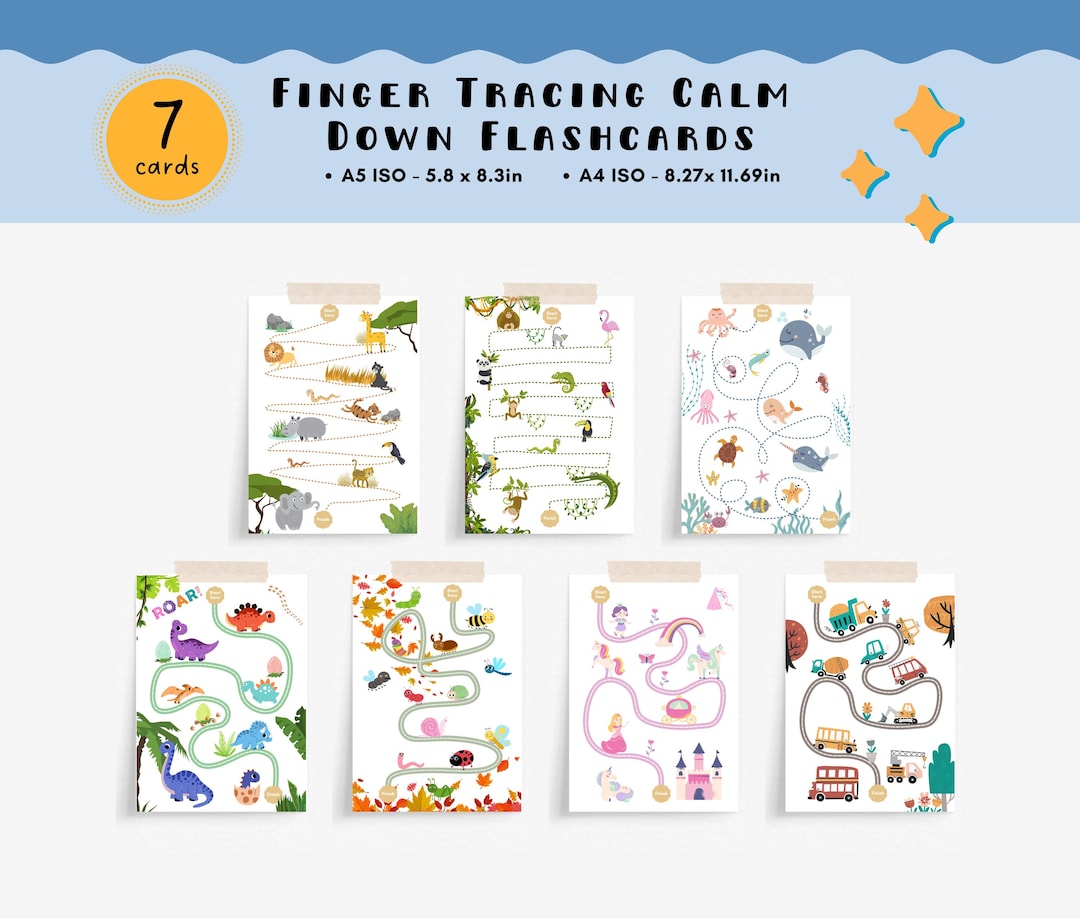 Finger Tracing Flash Cards: Calm Down Corner Activity (PDF & PNG) - Etsy
