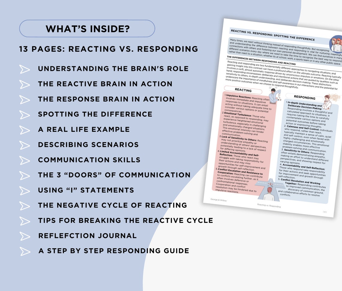 Reacting Vs Responding Communication and Emotional Regulation Skills ...