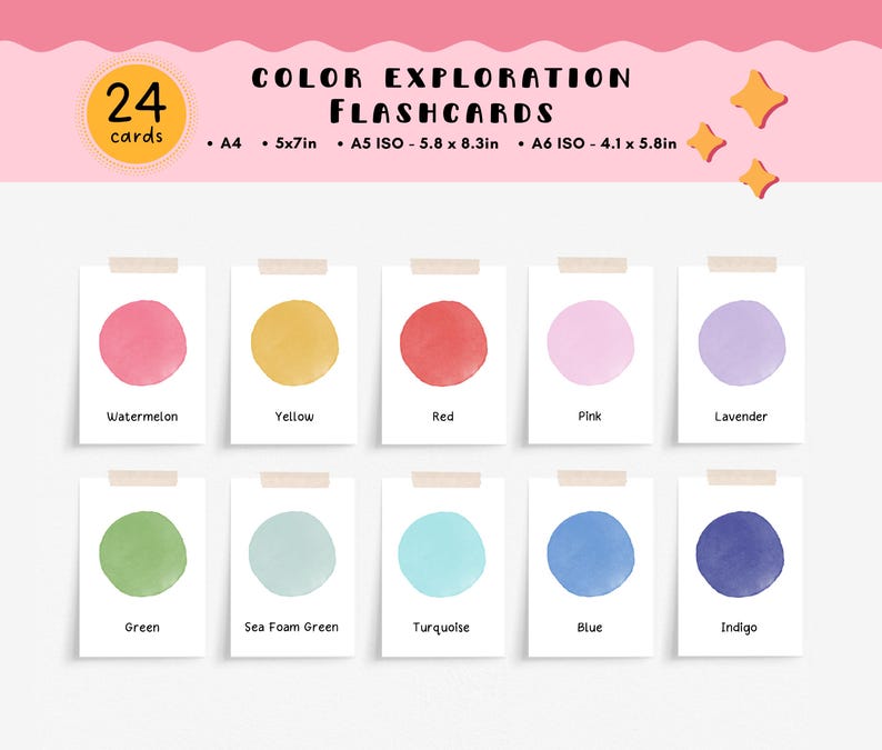 Colour Flashcards Preschool Cards, Educational Printable Cards ...