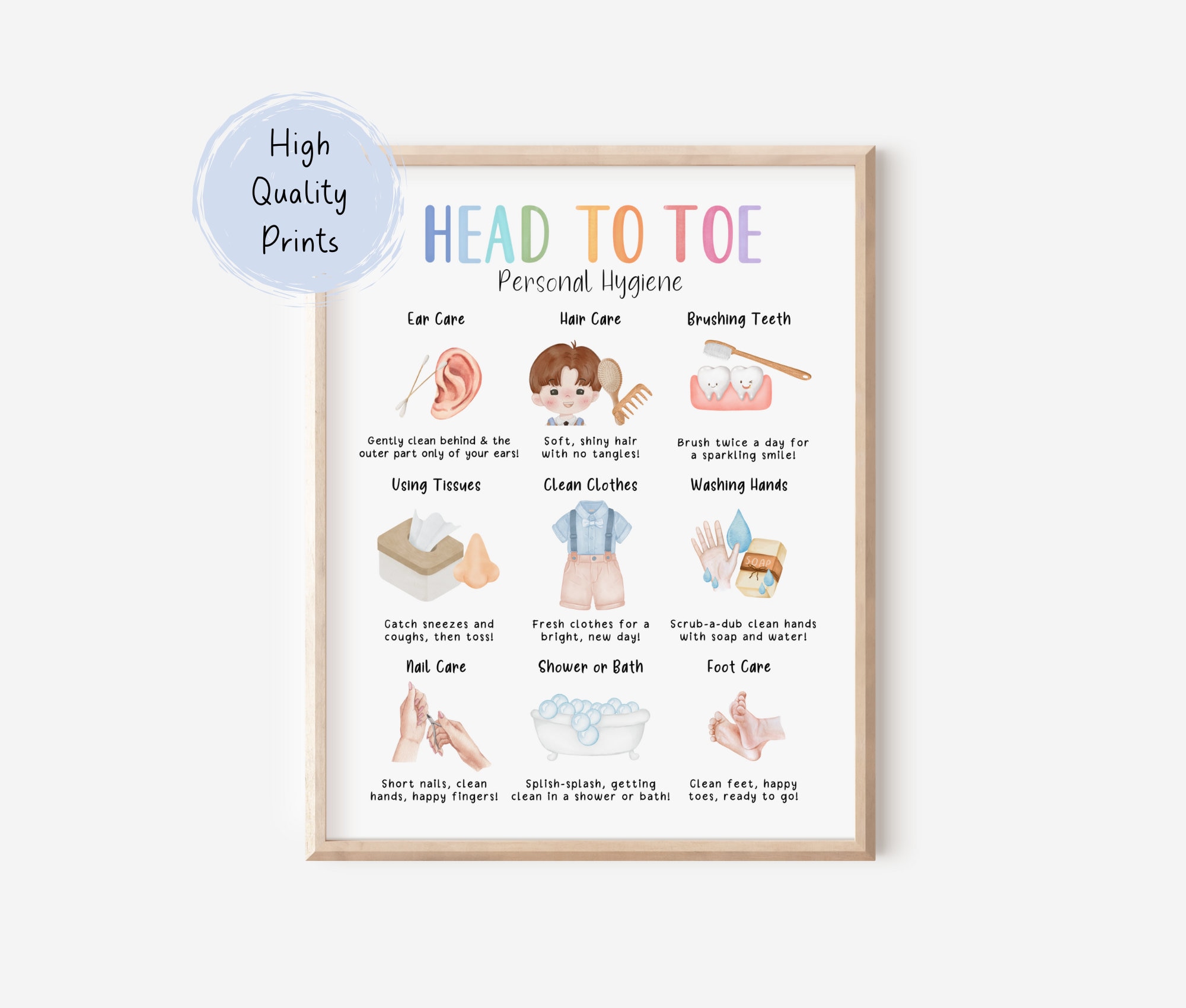 Personal Hygiene Poster for Toddlers and Kids, Kids Daily Schedule ...