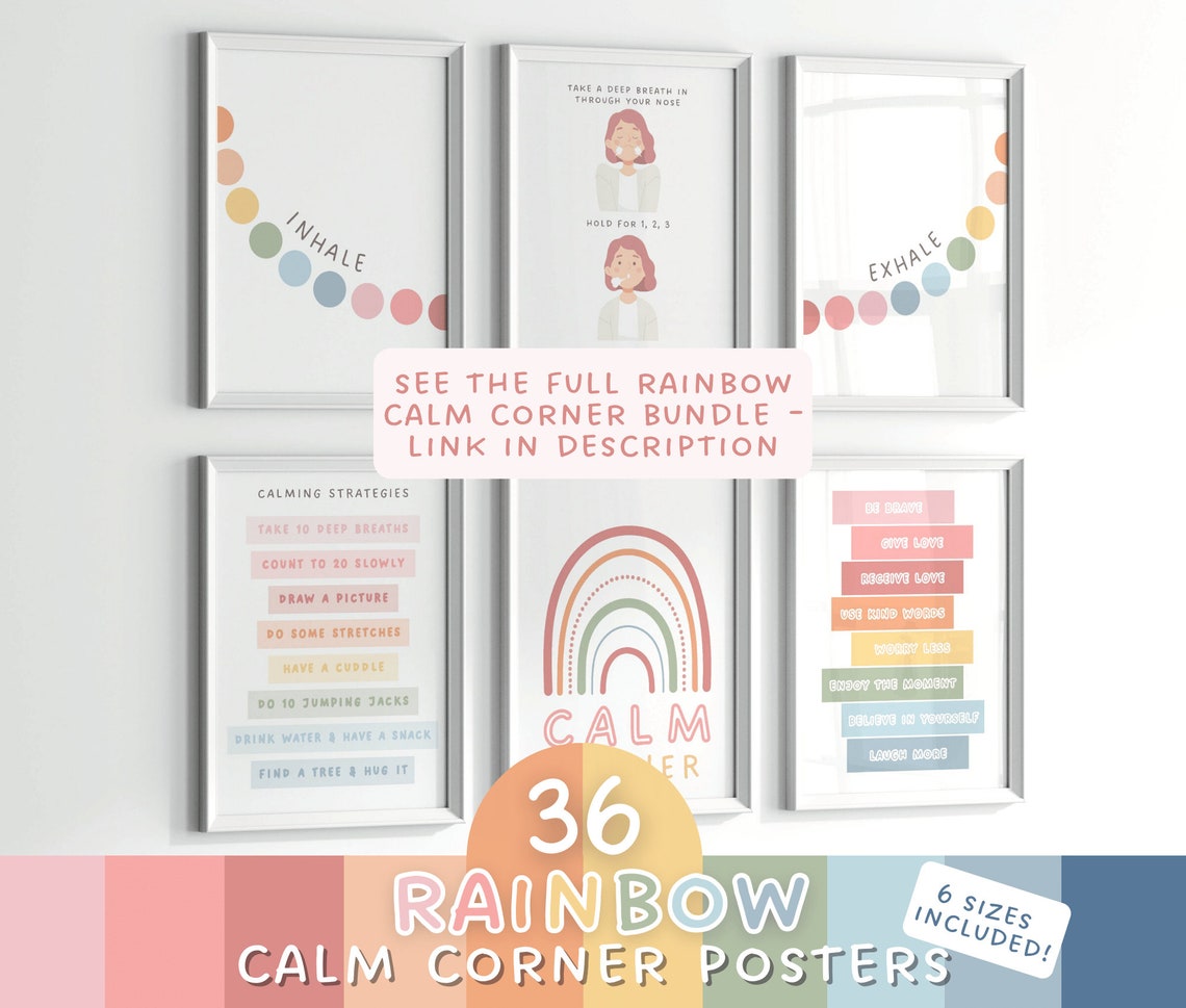 Calm Corner Classroom Posters With Feelings Chart and Breathing ...