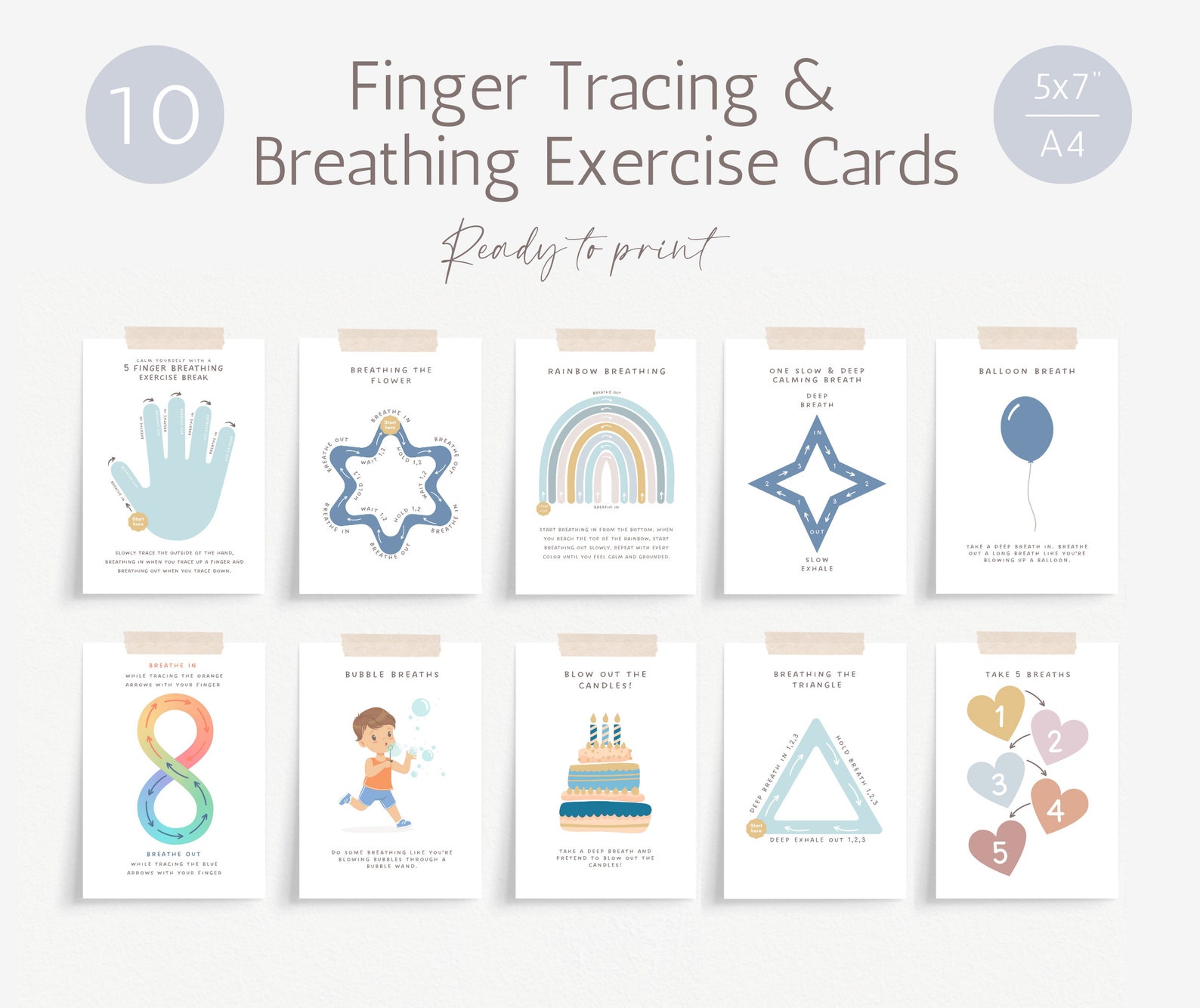 Finger Tracing and Breathing Exercise Calm Down Cards and Posters ...