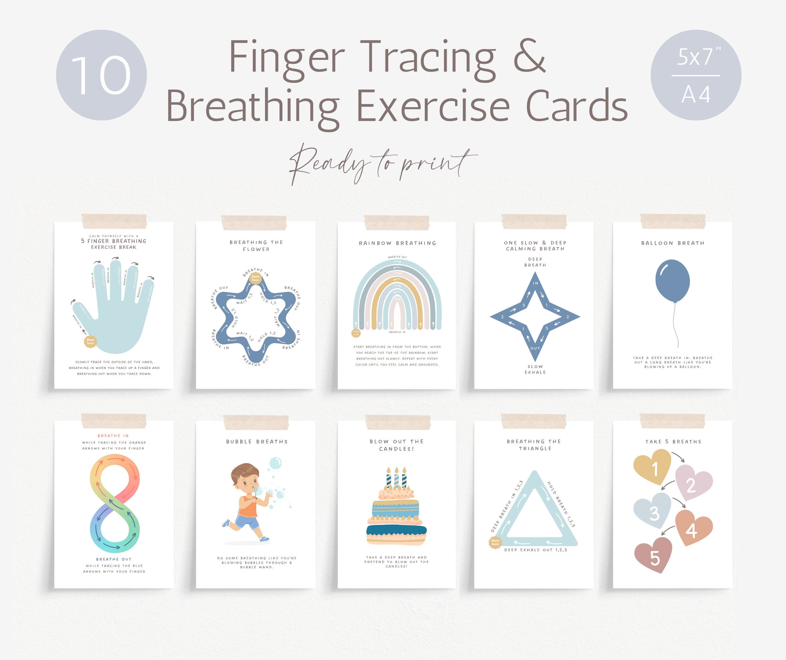 Finger Tracing and Breathing Exercise Calm Down Cards and Posters ...