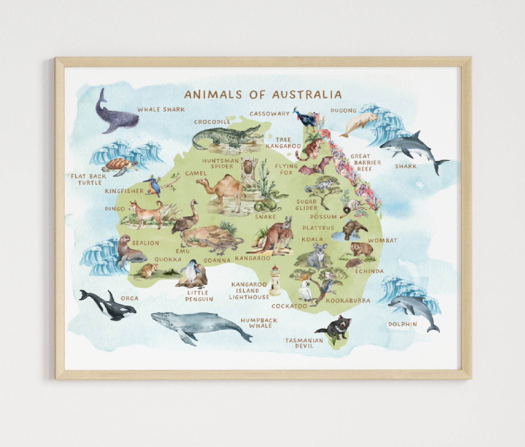Educational Map of Australian Animals Poster Print for - Etsy Australia