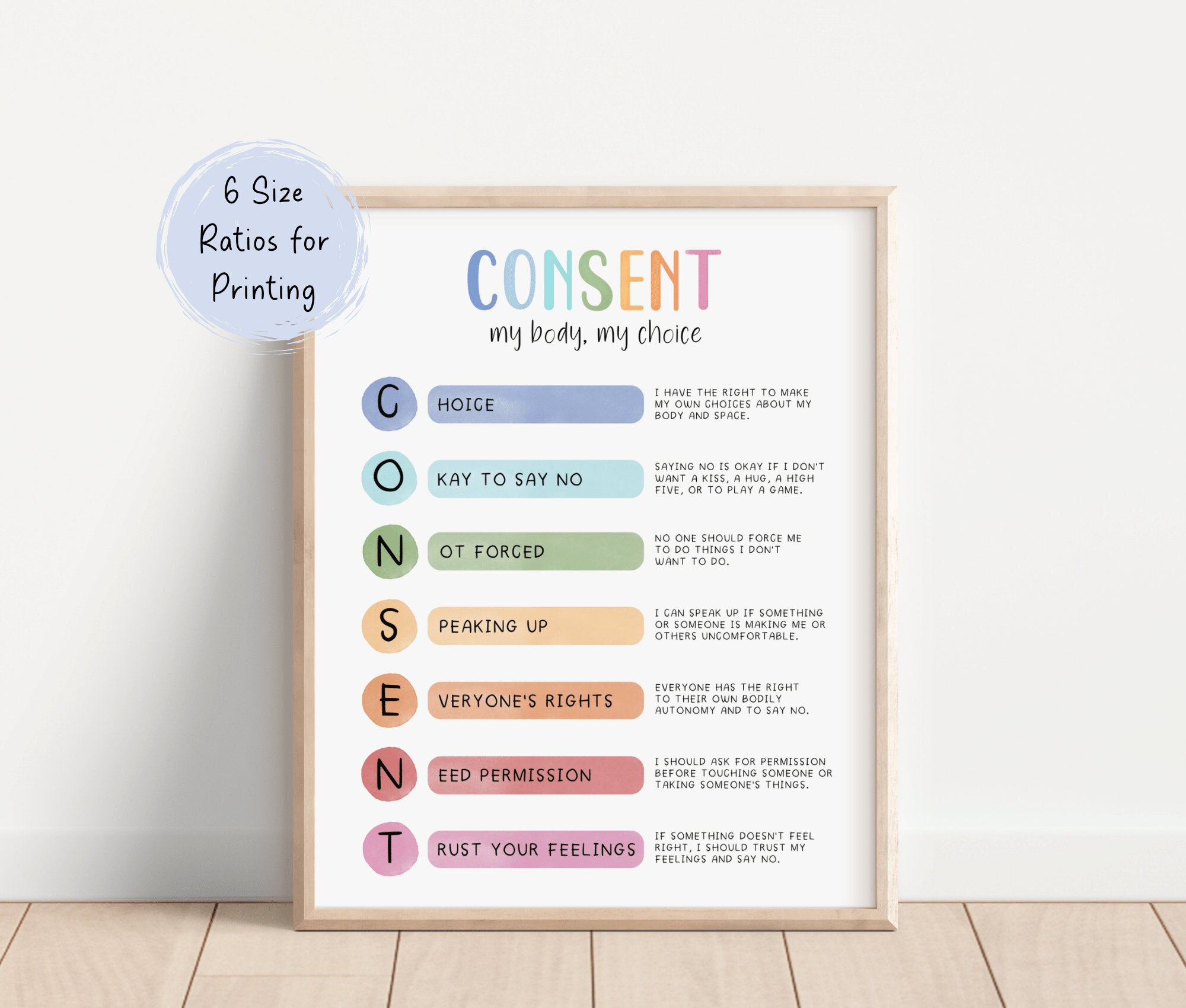 Consent My Body My Choice Print, School Psychologist Therapy Office ...