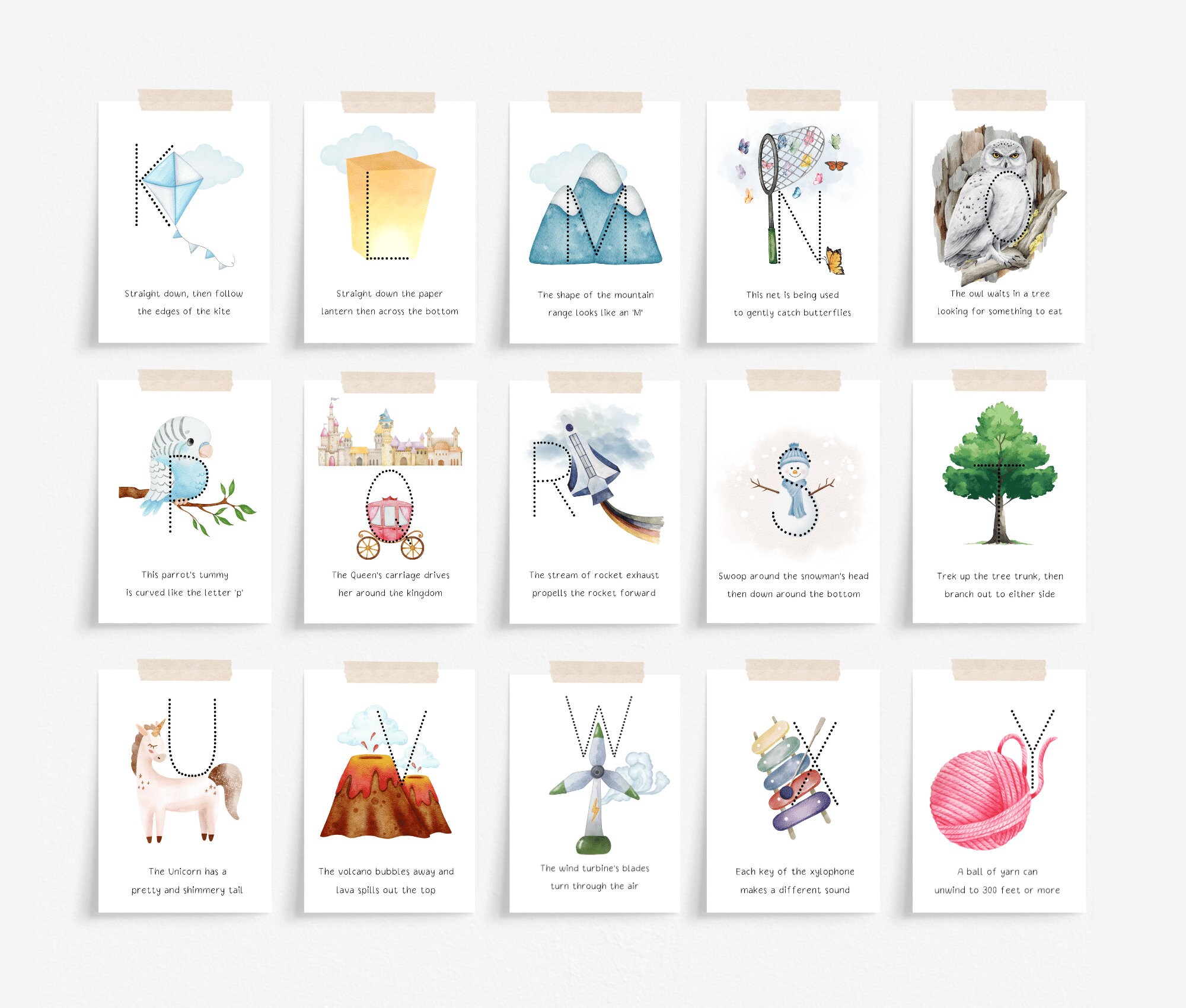 Alphabet Tracing Flashcards for Kids and Toddlers With Watercolor ...