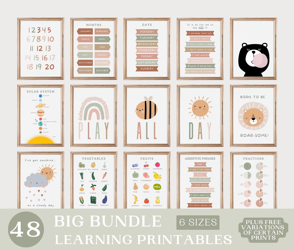 Educational Posters Bundle of 48, Days of the Week, Montessori ...