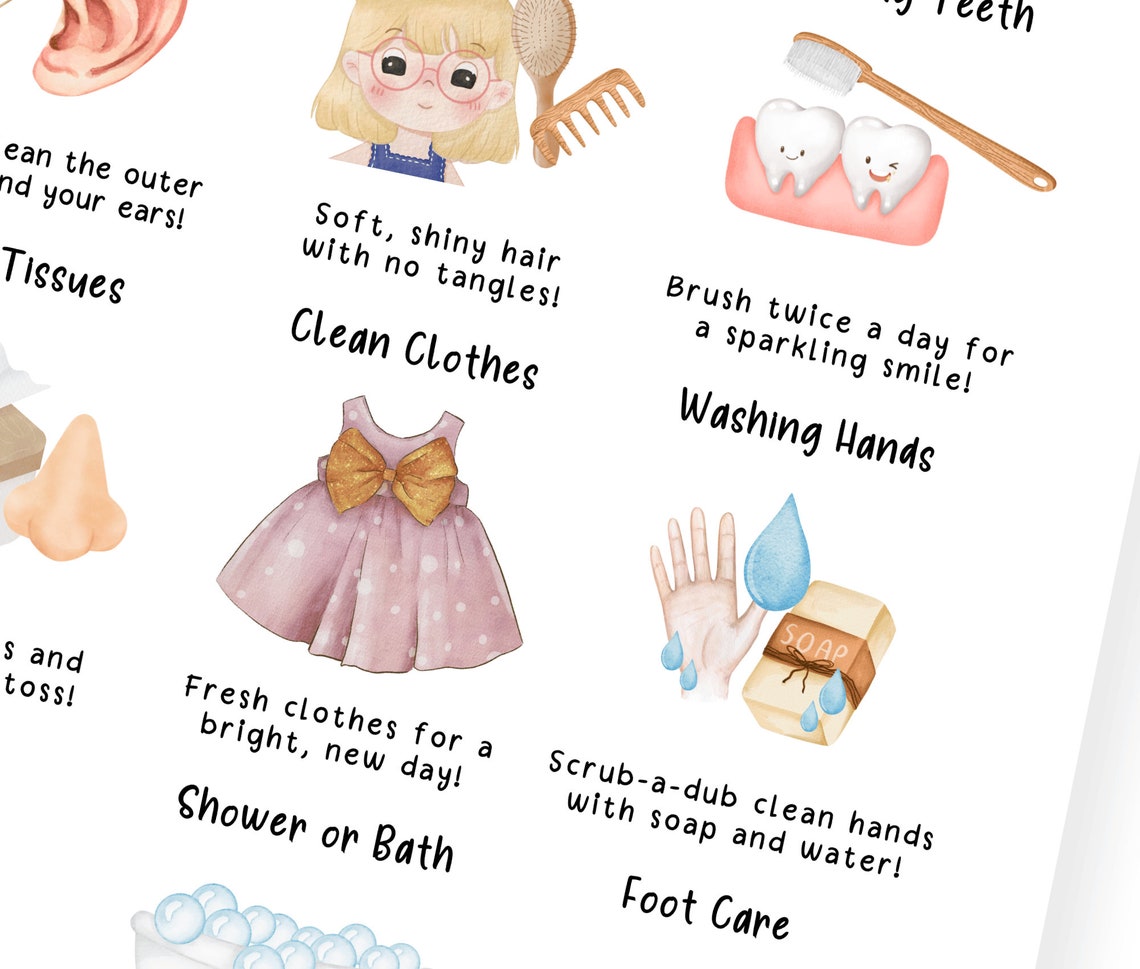 Personal Hygiene Poster for Toddlers and Kids, Kids Daily Schedule ...