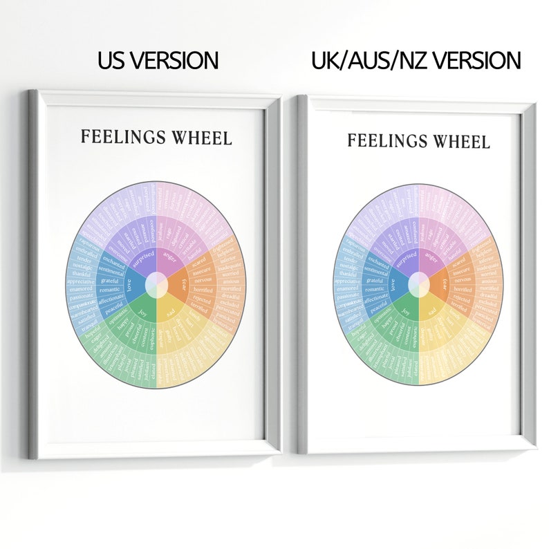 Feelings Wheel Therapy Office Decor, Mental Health Posters, CBT Therapy ...