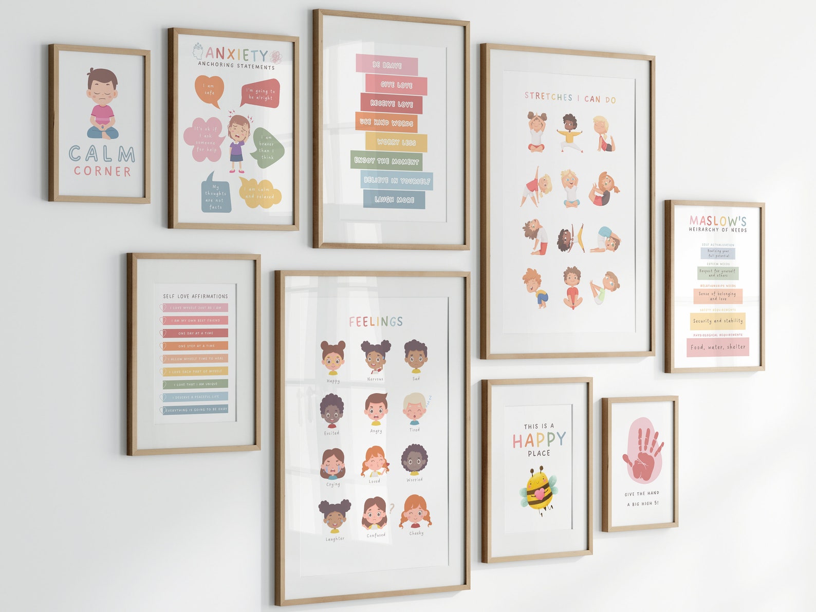 Calm Corner Posters in Rainbow Colors, Therapy Office Decor ...