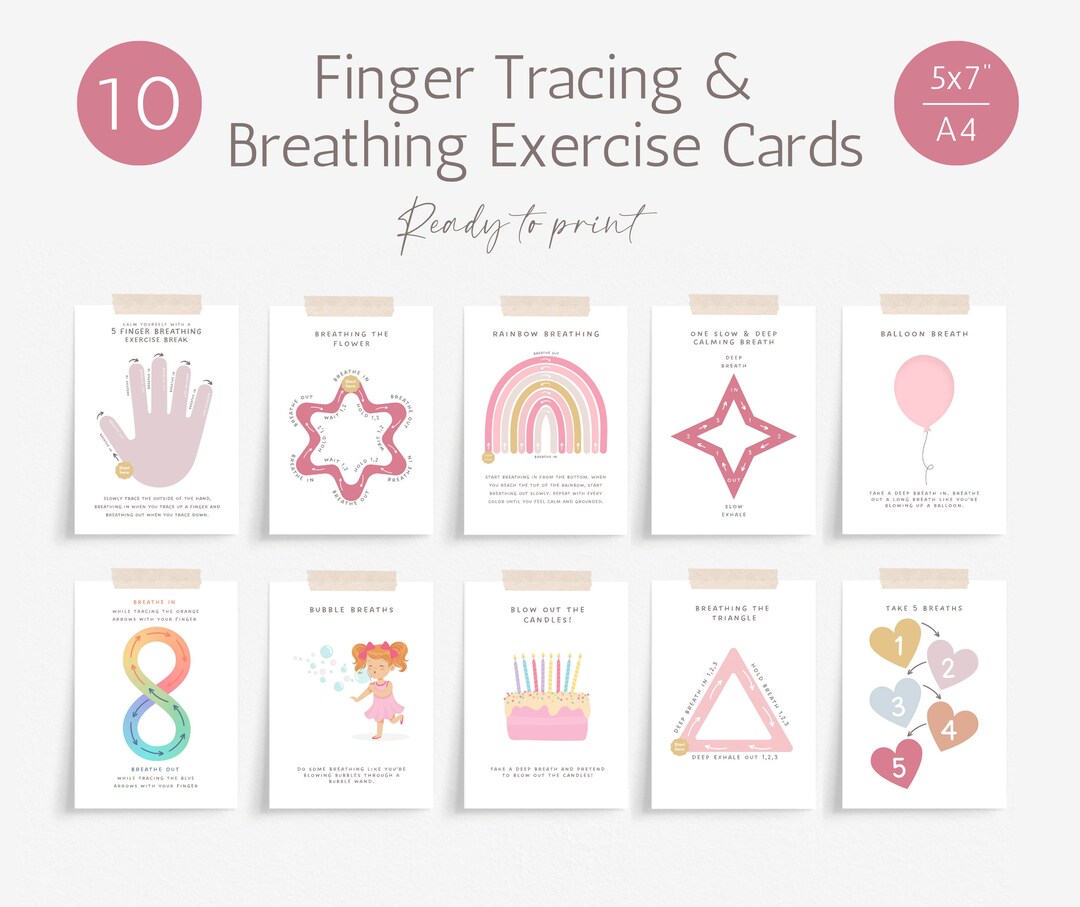Finger Tracing and Breathing Exercise Calm Down Cards and Posters ...