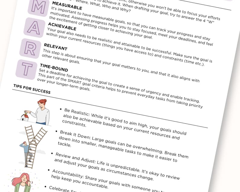 Goal Setting Template Worksheet for Adolescents and Young Adults, Goal ...