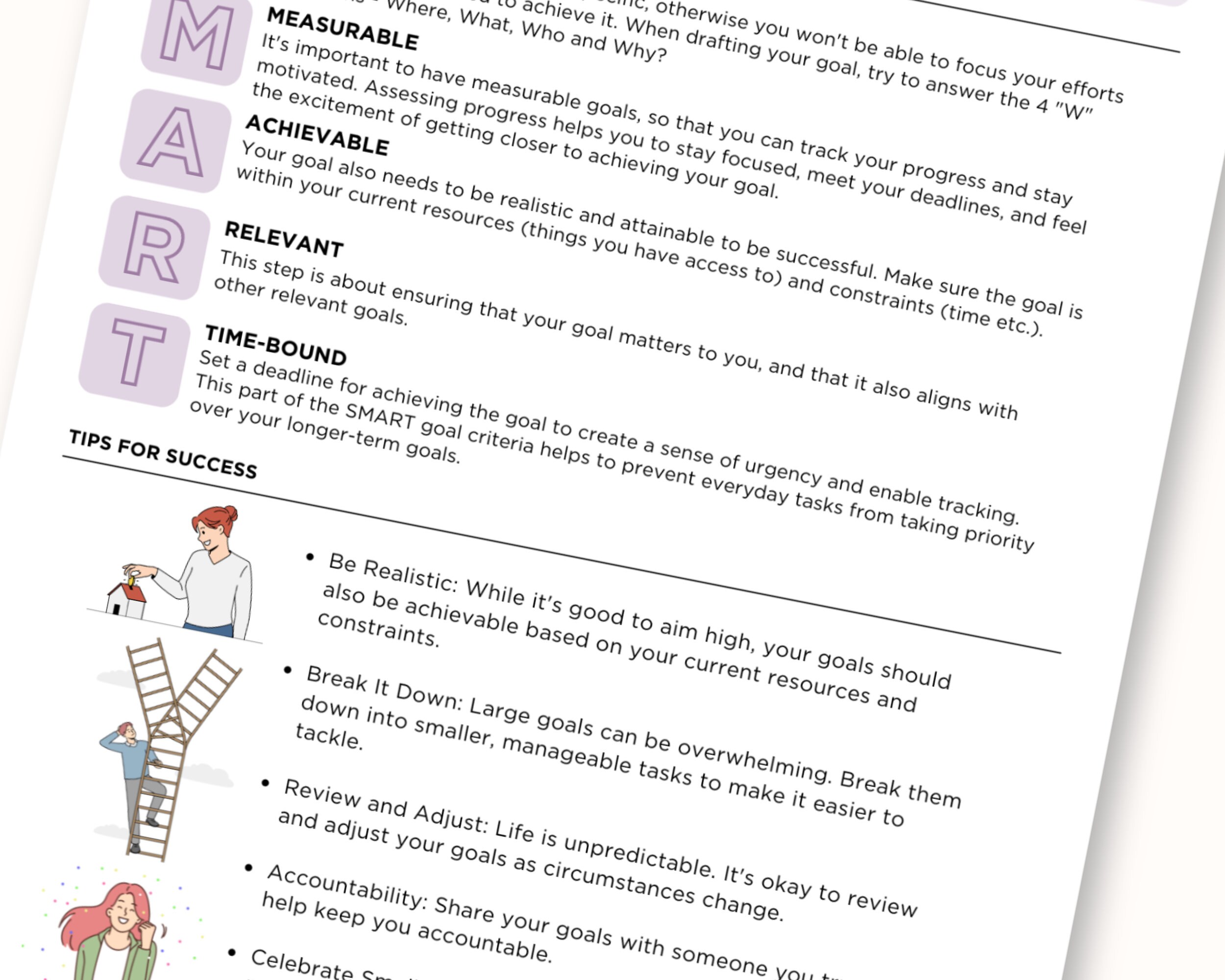Goal Setting Template Worksheet for Adolescents and Young Adults, Goal ...