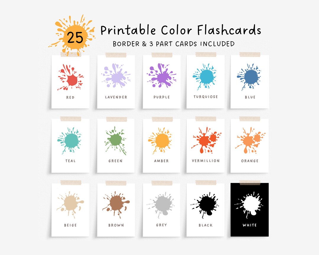 Color Flash Cards Splash Pattern Print at Home, Homeschool Resources ...