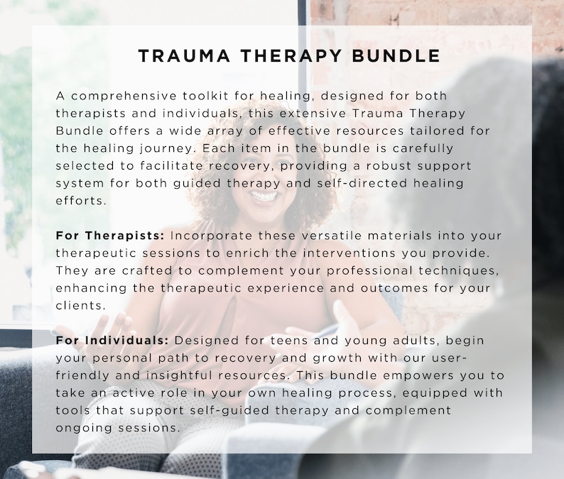 Trauma Therapy Worksheet Bundle for Teens and Young Adults, Social ...