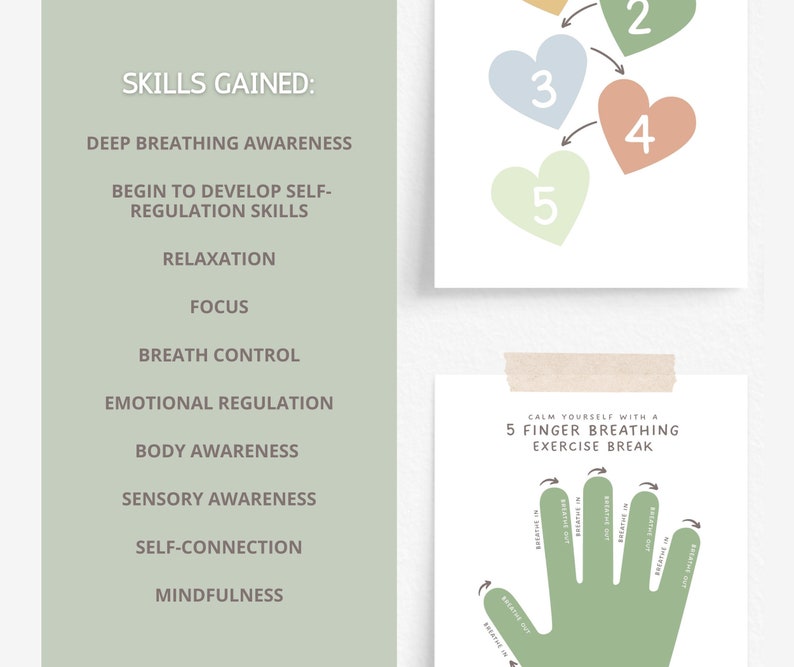 Finger Tracing Flashcards and Breathing Exercise Calm Down Cards and ...
