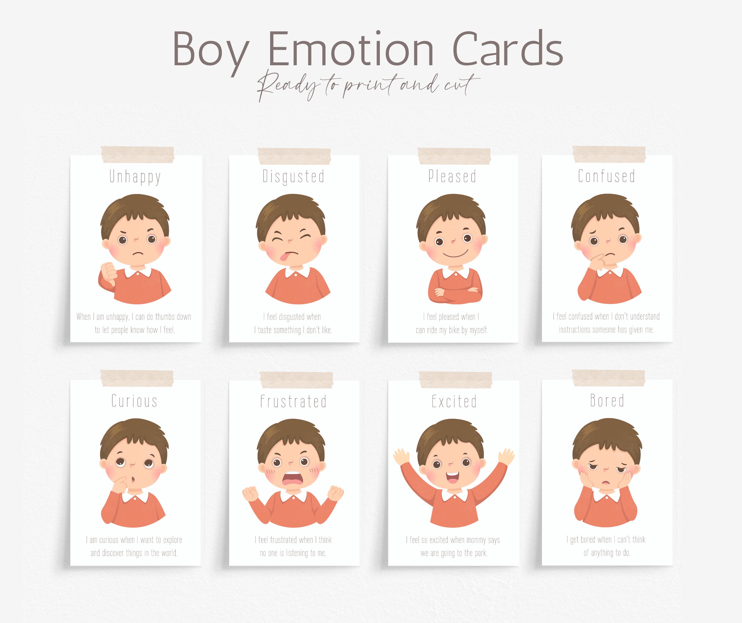 Emotions Cards, Toddler Flashcards Preschool Early Learning Resource ...