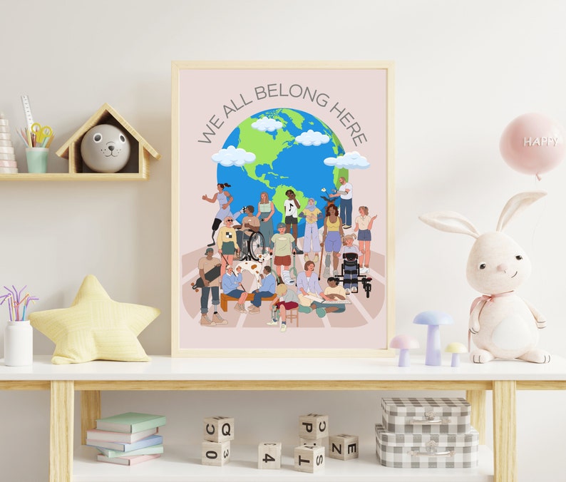 We All Belong Here Poster, Inclusion Posters School Counselor, Social ...