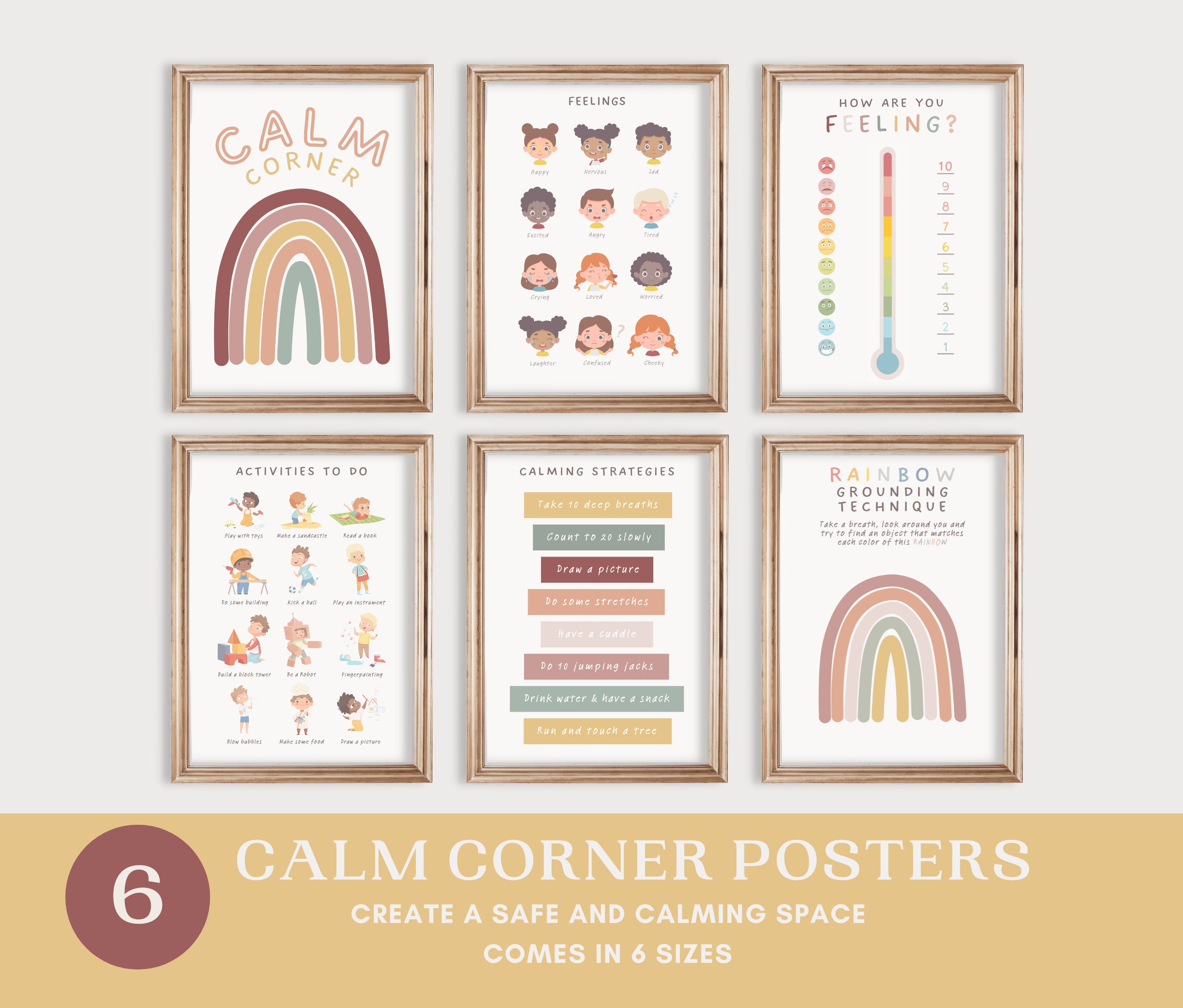 6 Calm Corner Earth Tone Posters Emotional Learning Resources, Calming ...
