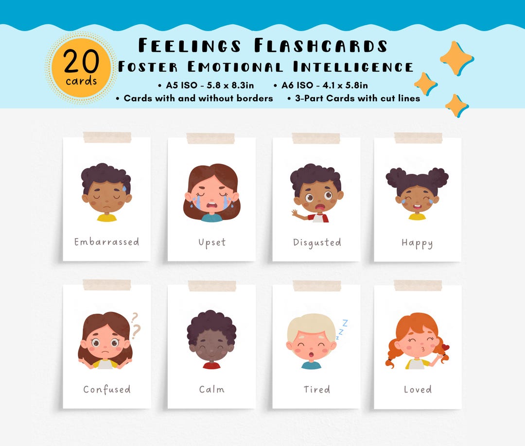 Printable Feelings Flash Cards, Emotions Chart, Montessori Materials ...