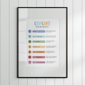Consent My Body My Choice Print, School Psychologist Therapy Office ...