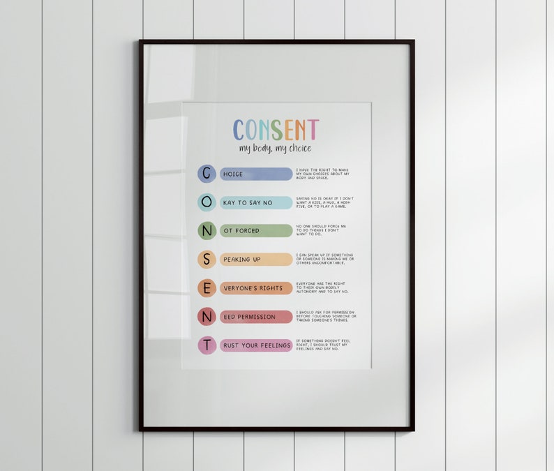 Consent My Body My Choice Print, School Psychologist Therapy Office ...