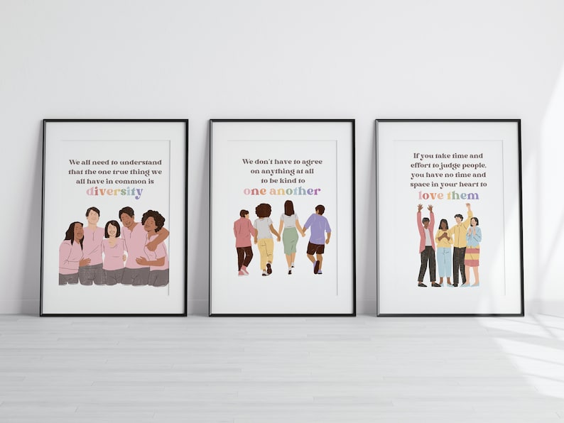 Diversity Inclusion Posters for Office, School Counselor, Social Worker ...