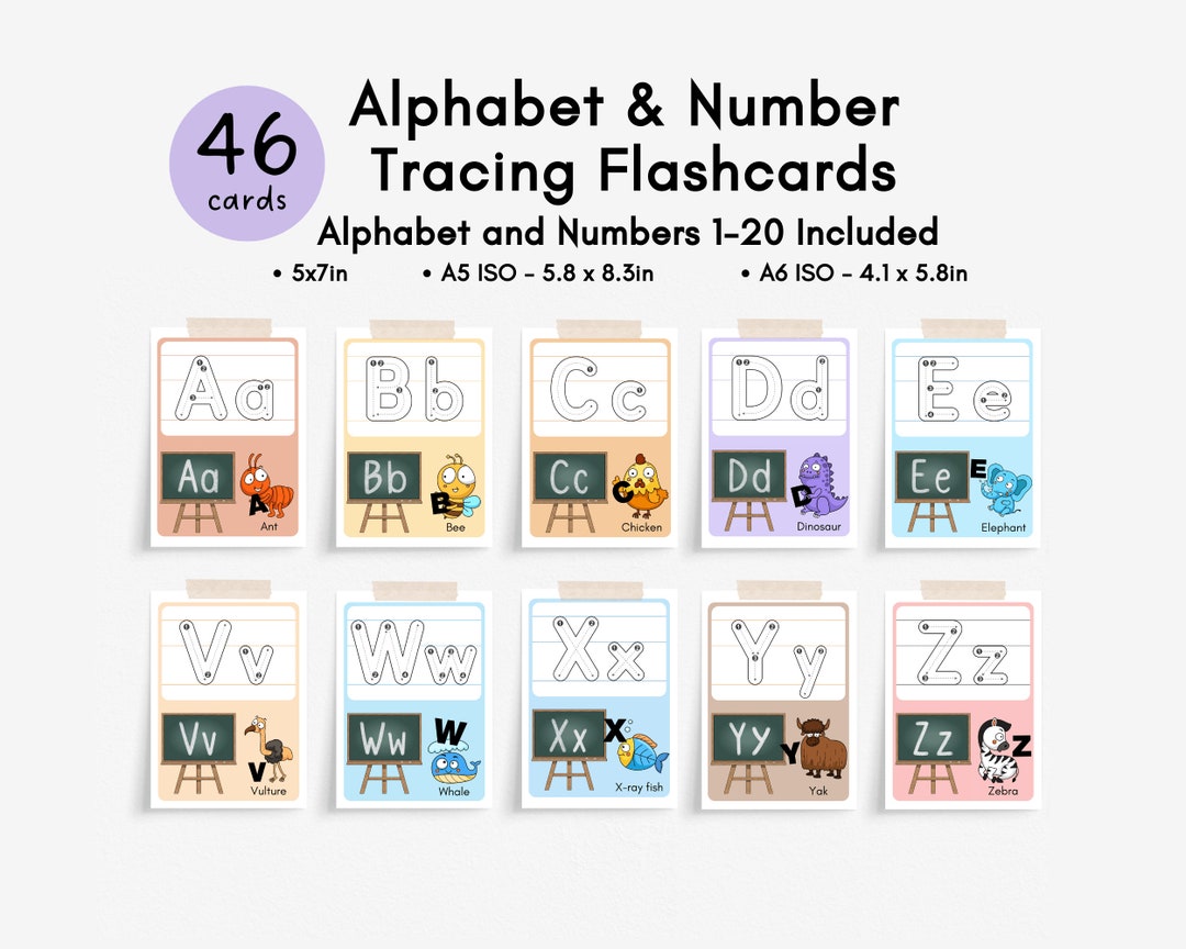 Alphabet Tracing Flashcards for Kids and Toddlers Preschool ...