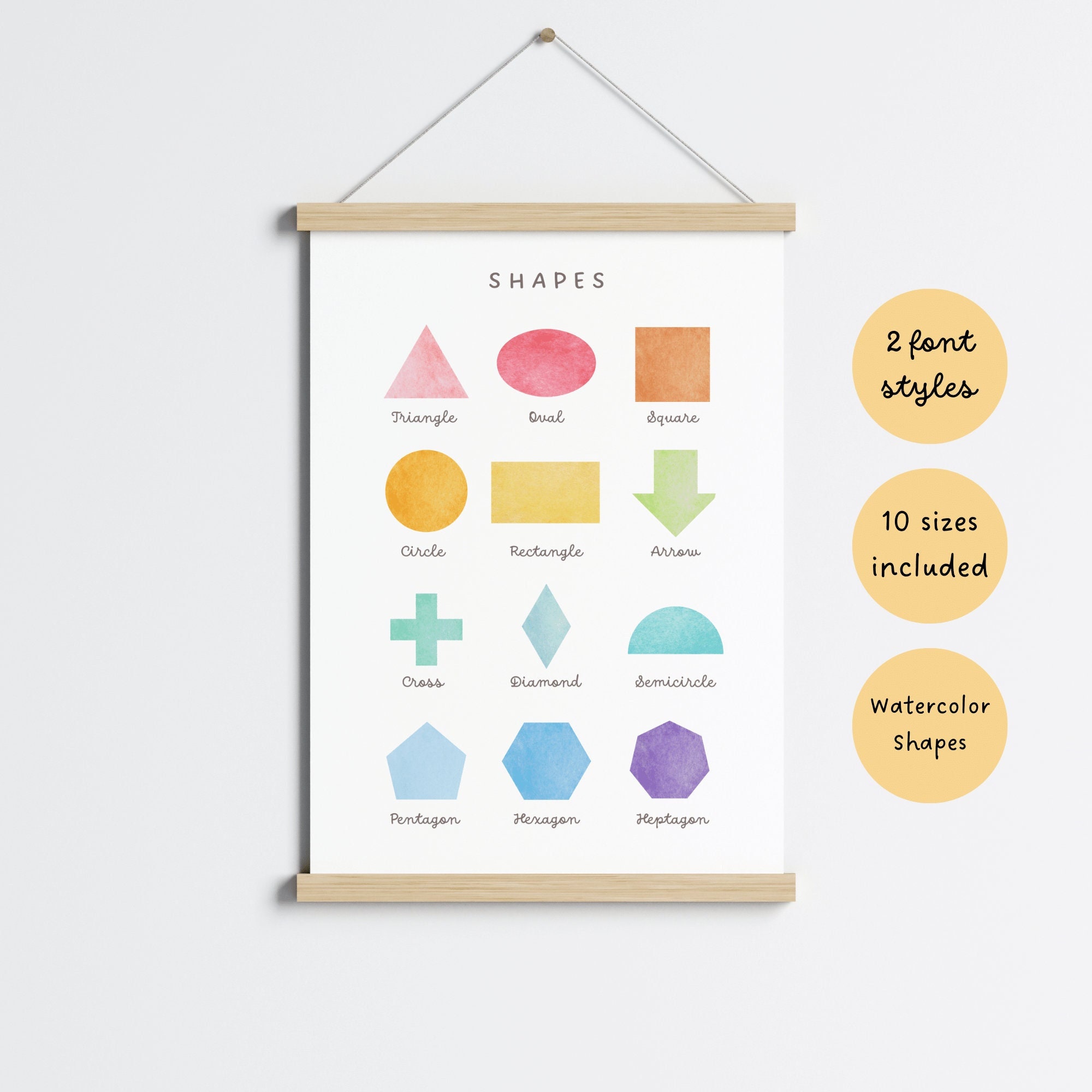 Learning Shapes Watercolor Rainbow Classroom Poster Perfect - Etsy
