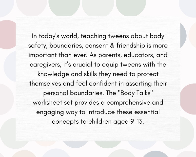Kids Boundaries, Body Safety & Consent body Talks A Comprehensive ...