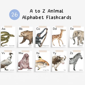 Animal Alphabet Flashcards for Toddlers Homeschool Resources Montessori ...