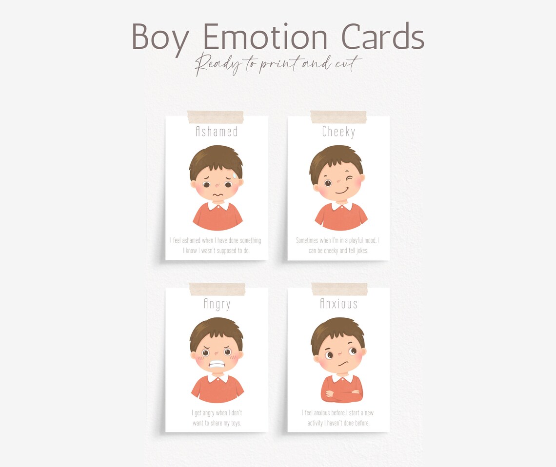 Emotions Cards, Toddler Flashcards Preschool Early Learning Resource ...
