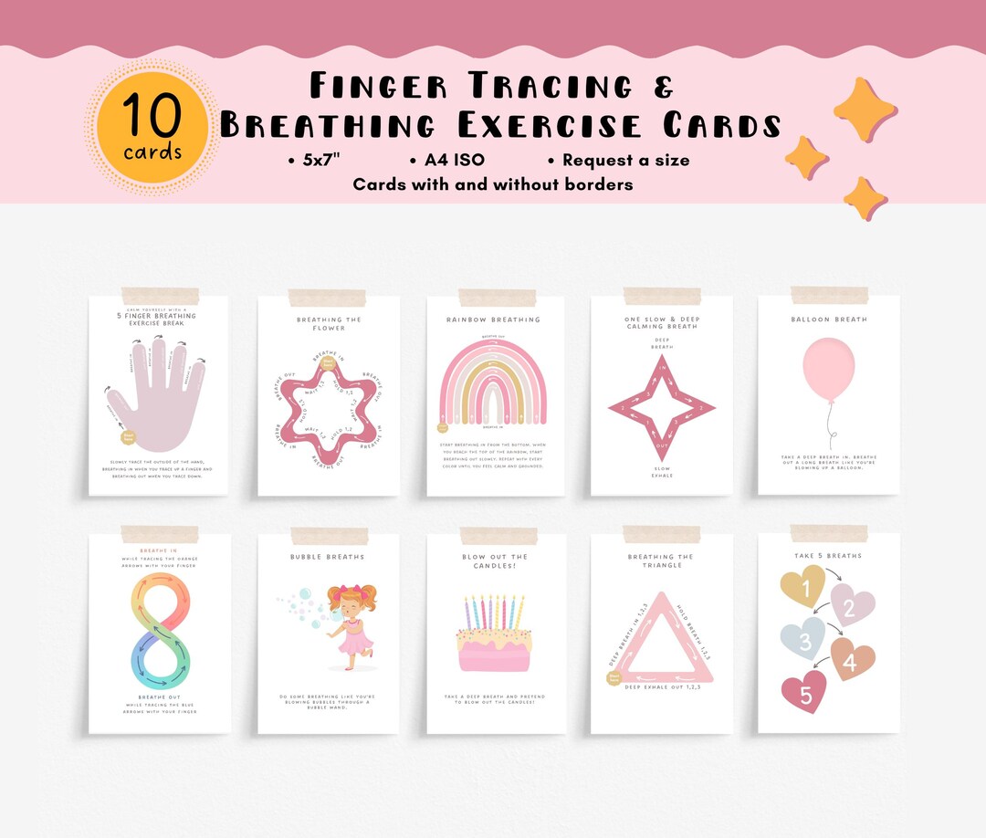 Finger Tracing and Breathing Exercise Calm Down Cards and Posters ...