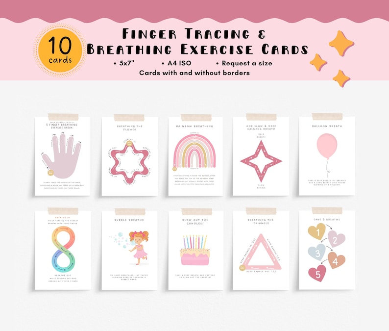Finger Tracing and Breathing Exercise Calm Down Cards and Posters ...