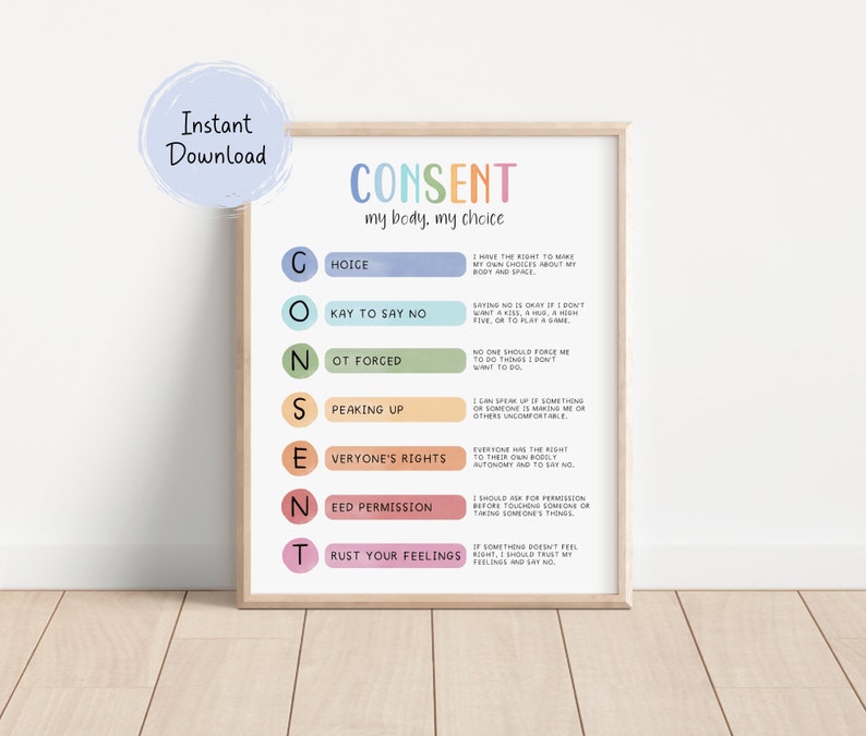 Consent My Body My Choice Print, School Psychologist Therapy Office ...