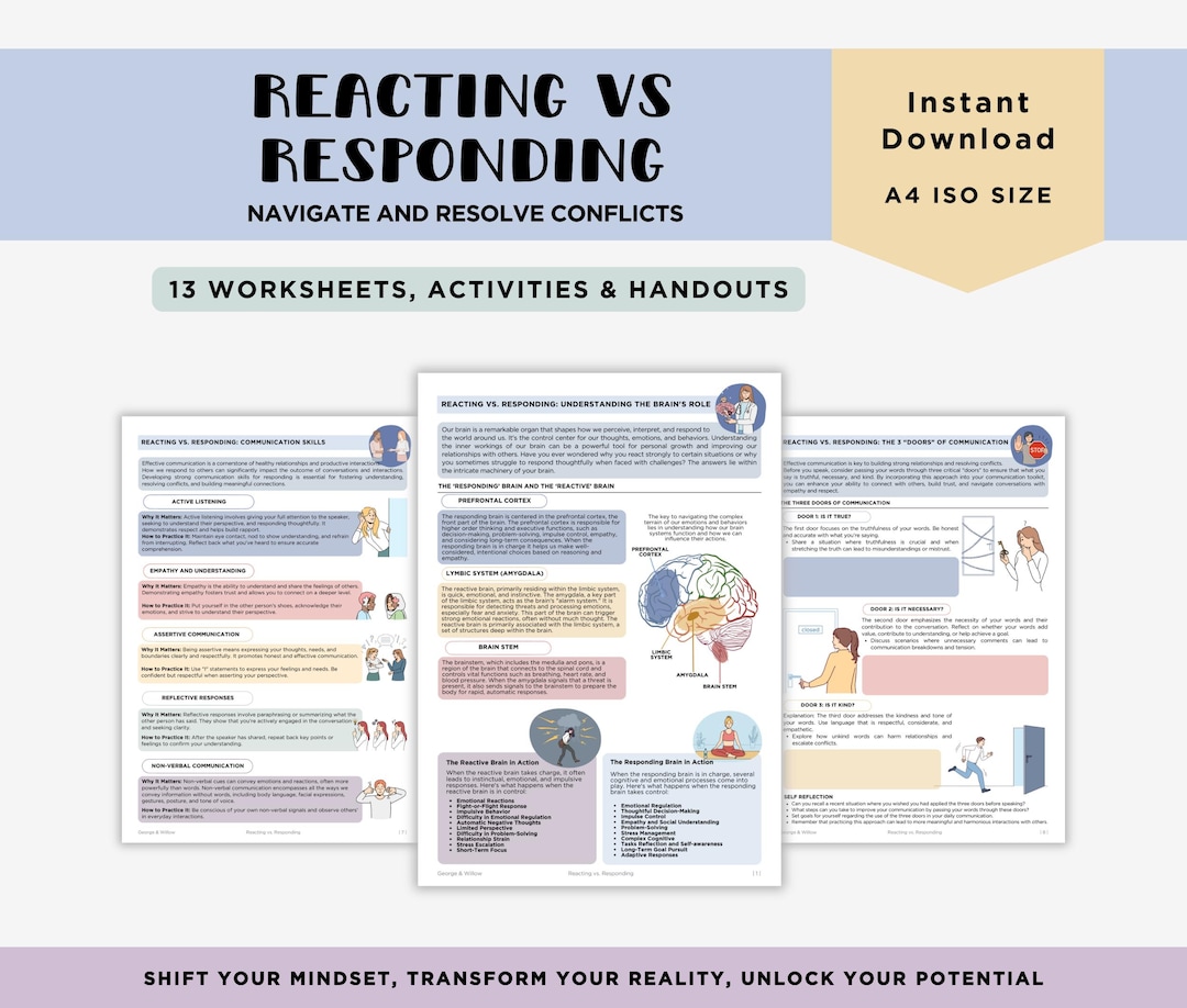 Reacting Vs Responding Communication and Emotional Regulation Skills ...