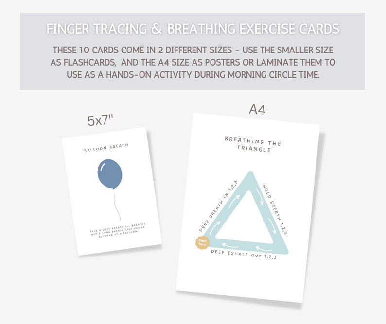 Finger Tracing and Breathing Exercise Calm Down Cards and Posters ...