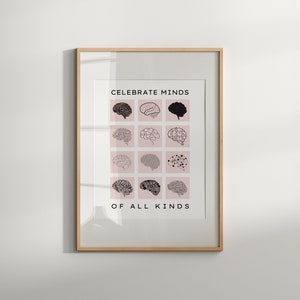Neurodiversity Celebrate Minds of All Kinds Art Print for Therapy ...