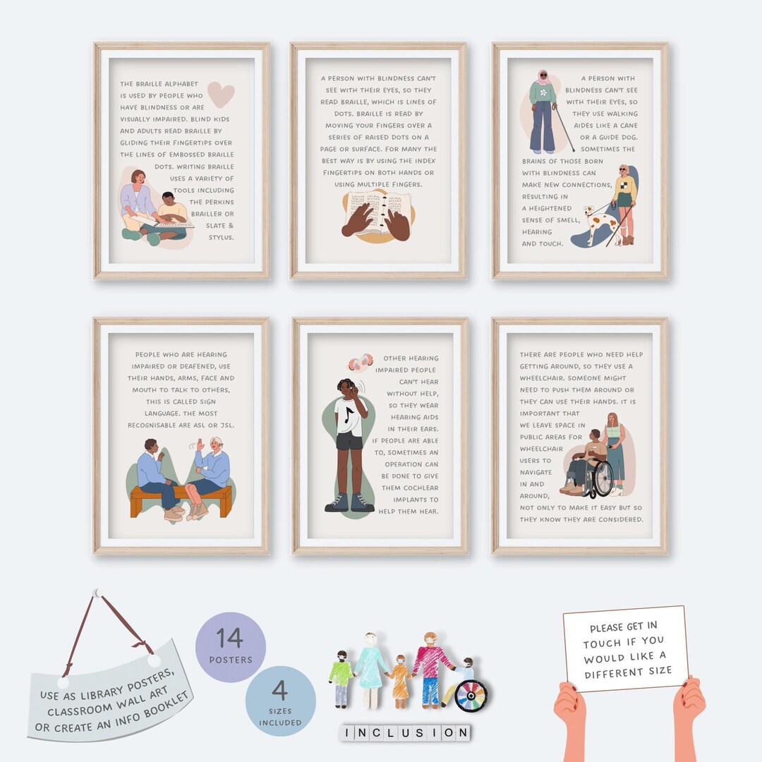14 Disability Awareness and Inclusion Posters School Counselor Office ...