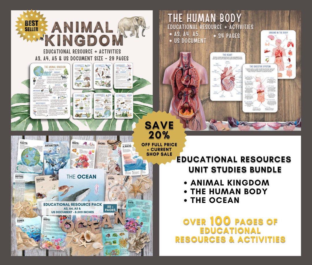 3 Unit Study BUNDLE Educational Resources for Teachers, Homeschool and ...