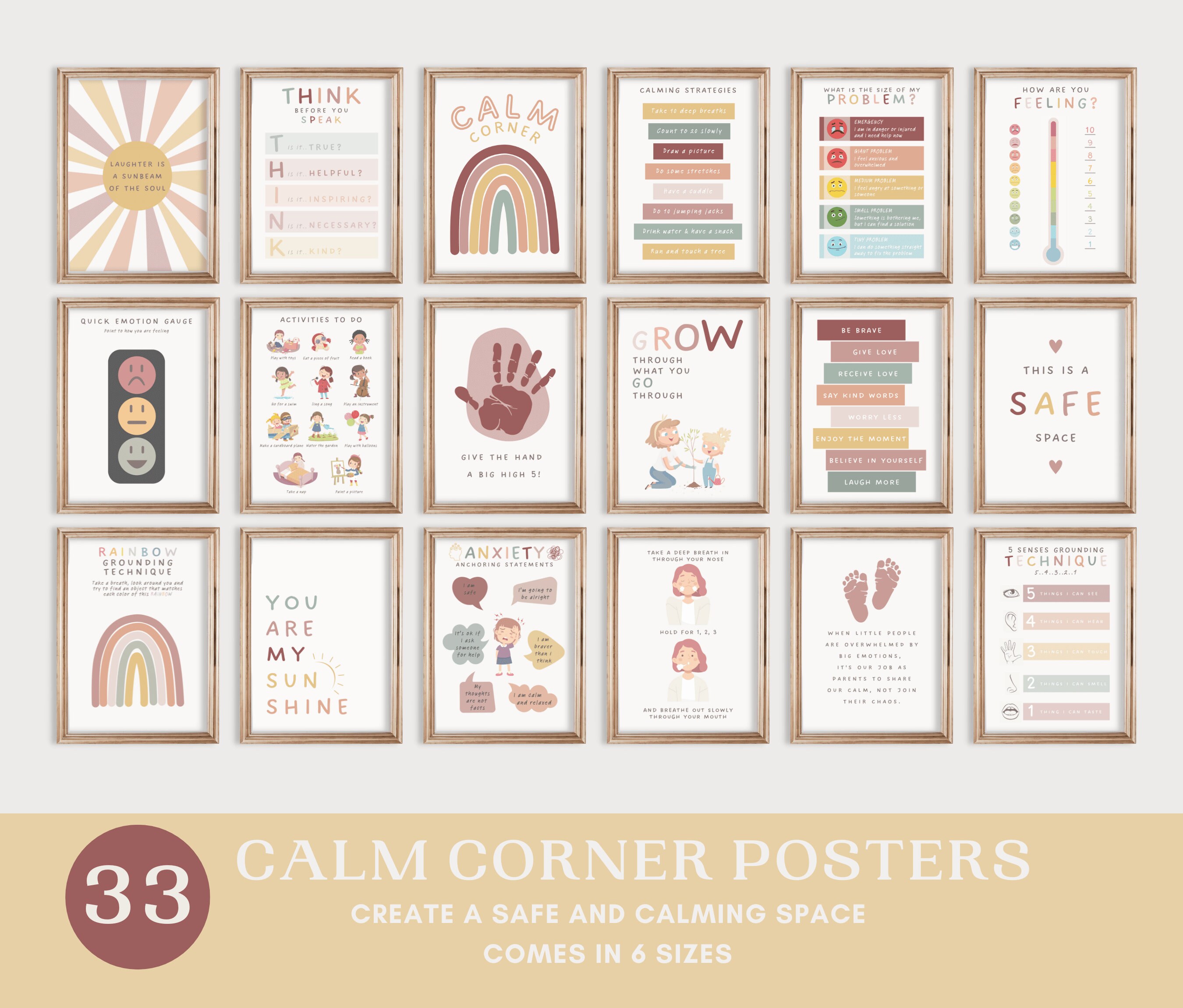 Calming Corner Posters Set of 33, Educational Posters, Kids Calm Corner ...