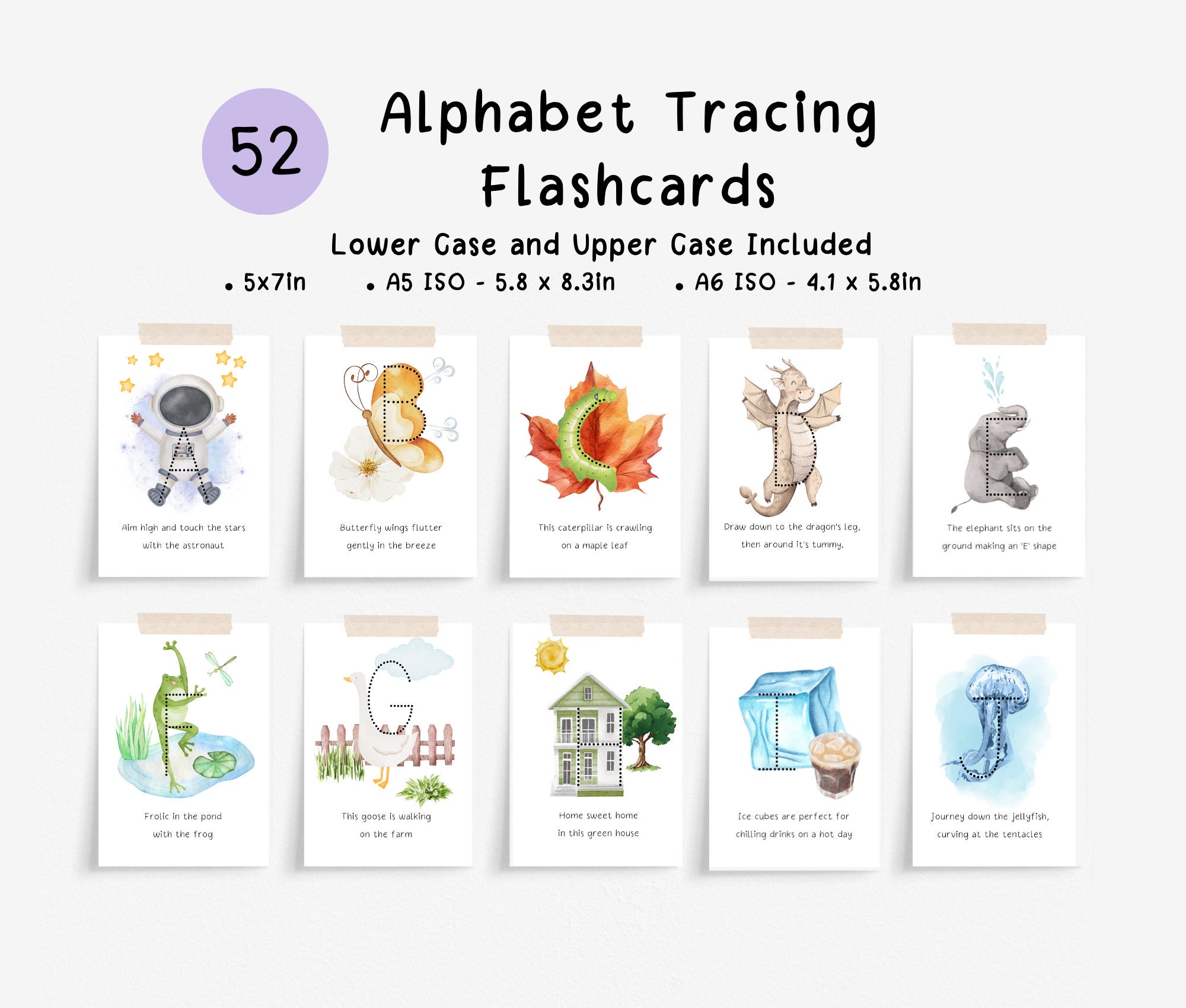 Alphabet Tracing Flashcards for Kids and Toddlers Homeschool Resources ...