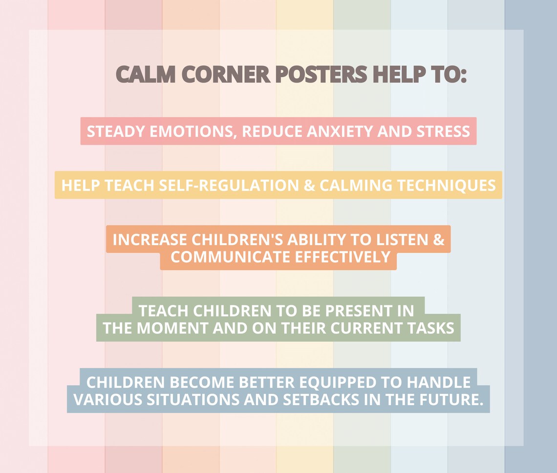 Calm Corner Classroom Posters With Feelings Chart and Breathing ...